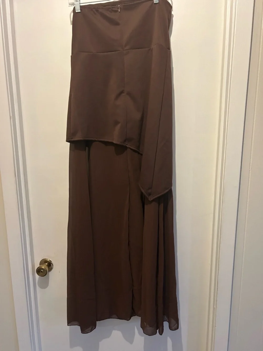 Dresses | Strapless Brown Asymmetrical Maxi Dress | Poshmark